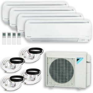 daikin 4-zone 4mxs 17.7 seer air conditioner heat pump with maxwell 15 ft. installation kit + wall bracket (12k+12k+12k+12k)