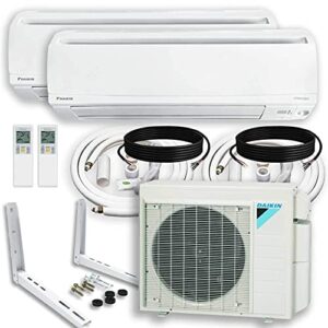 maxwell daikin dual (2 zone) air conditioner heat pump 15 ft. installation kit + wall bracket (12000 + 15000 btu)