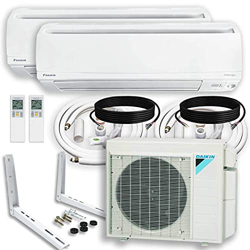 MAXWELL DAIKIN Dual (2 Zone) Air Conditioner Heat Pump 15 ft. Installation Kit + Wall Bracket (12000 + 15000 BTU)