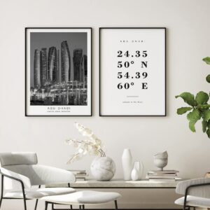 Dear Mapper Abu Dhabi United Arab Emirates View Abstract Road Modern Map Art Minimalist Painting Black and White Canvas Line Art Print Poster Home Decor (Set of 3 Unframed) (12x16inch)