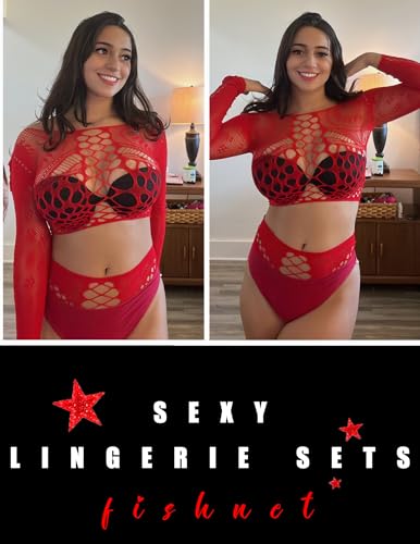 Avidlove Womens Sexy Fishnet Lingerie Sets Two Pcs Lingerie Set Fishnet Outfit Red