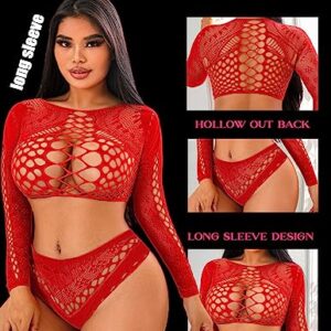 Avidlove Womens Sexy Fishnet Lingerie Sets Two Pcs Lingerie Set Fishnet Outfit Red