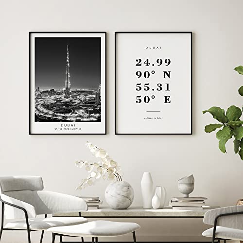 Dear Mapper Dubai View Abstract Road Modern Map Art Minimalist Painting Black and White Canvas Line Art Print Poster Art Print Poster Home Decor (Set of 3 Unframed) (12x16inch)