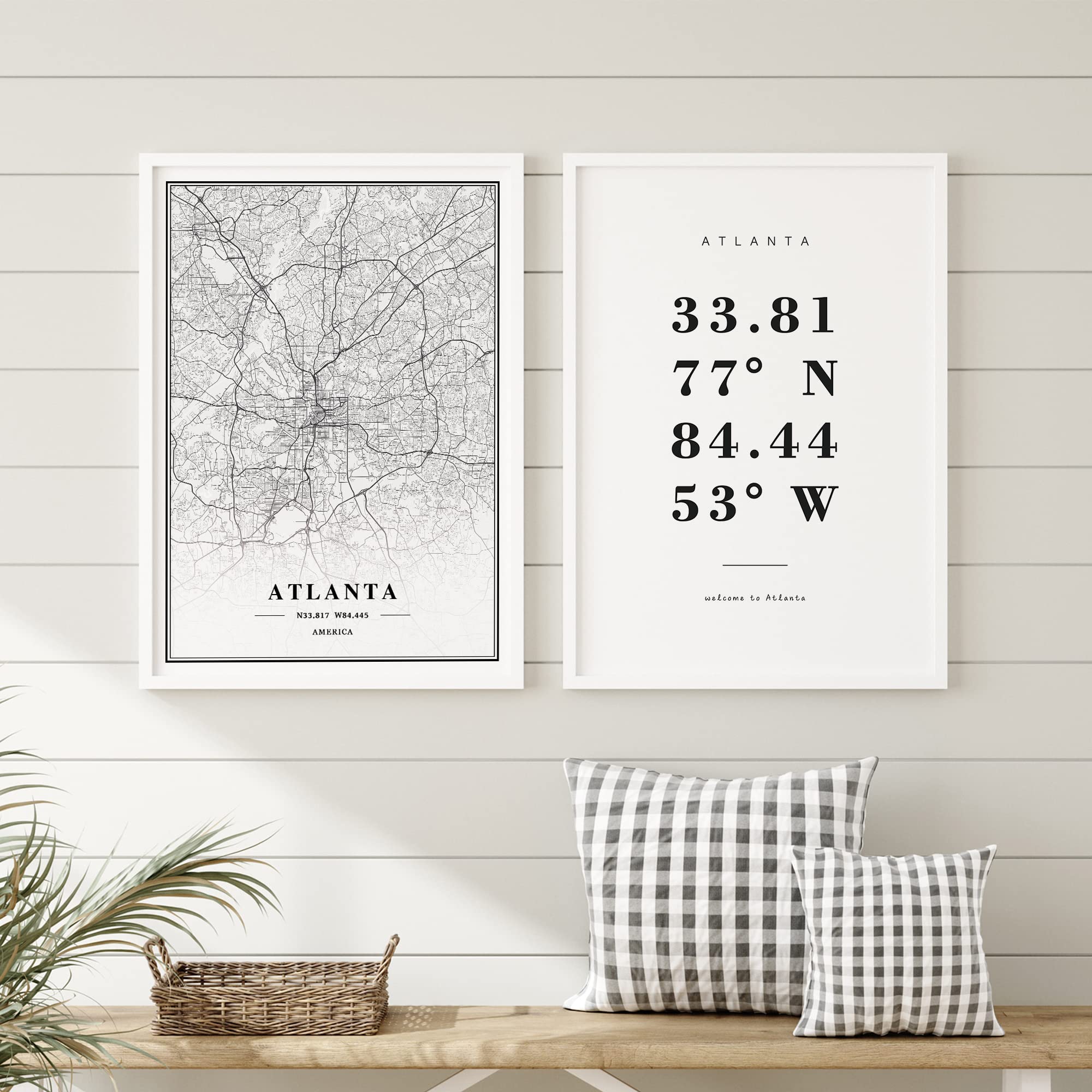 Dear Mapper Atlanta United States View Abstract Road Modern Map Art Minimalist Painting Black and White Canvas Line Art Print Poster Art Print Poster Home Decor (Set of 3 Unframed) (20x28inch)