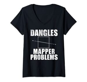 womens dangles mapper problems v-neck t-shirt