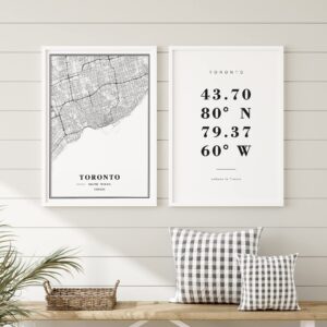 Dear Mapper Toronto Canada View Abstract Road Modern Map Art Minimalist Painting Black and White Canvas Line Art Print Poster Art Print Poster Home Decor (Set of 3 Unframed) (12x16inch)