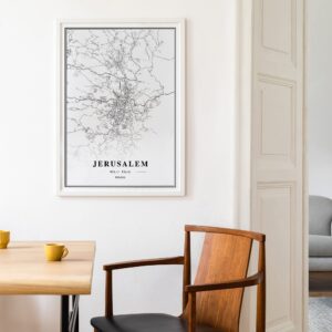 Dear Mapper Jerusalem View Abstract Road Modern Map Art Minimalist Painting Black and White Canvas Line Art Print Poster Art Print Poster Home Decor (Set of 3 Unframed) (16x24inch)