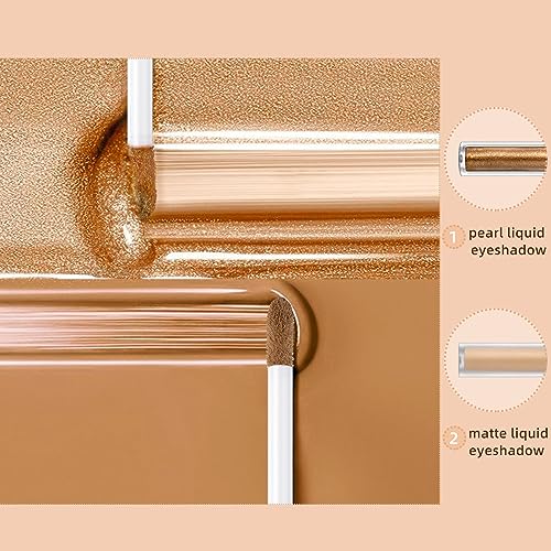 ELSOGO Liquid eyeshadow, dual-ended matte glitter 2-in-1 eyeshadow, long-lasting waterproof metallic liquid eyeshadow, velvet matte cream eyeshadow, shimmering shimmer eyeshadow makeup (04#)