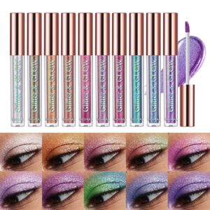 bestland liquid glitter eyeshadow set, multichrome glitter shimmer eye looks waterproof long lasting quick-drying sparkling eye shadow liquid highlighter christmas makeup kits (magic color)