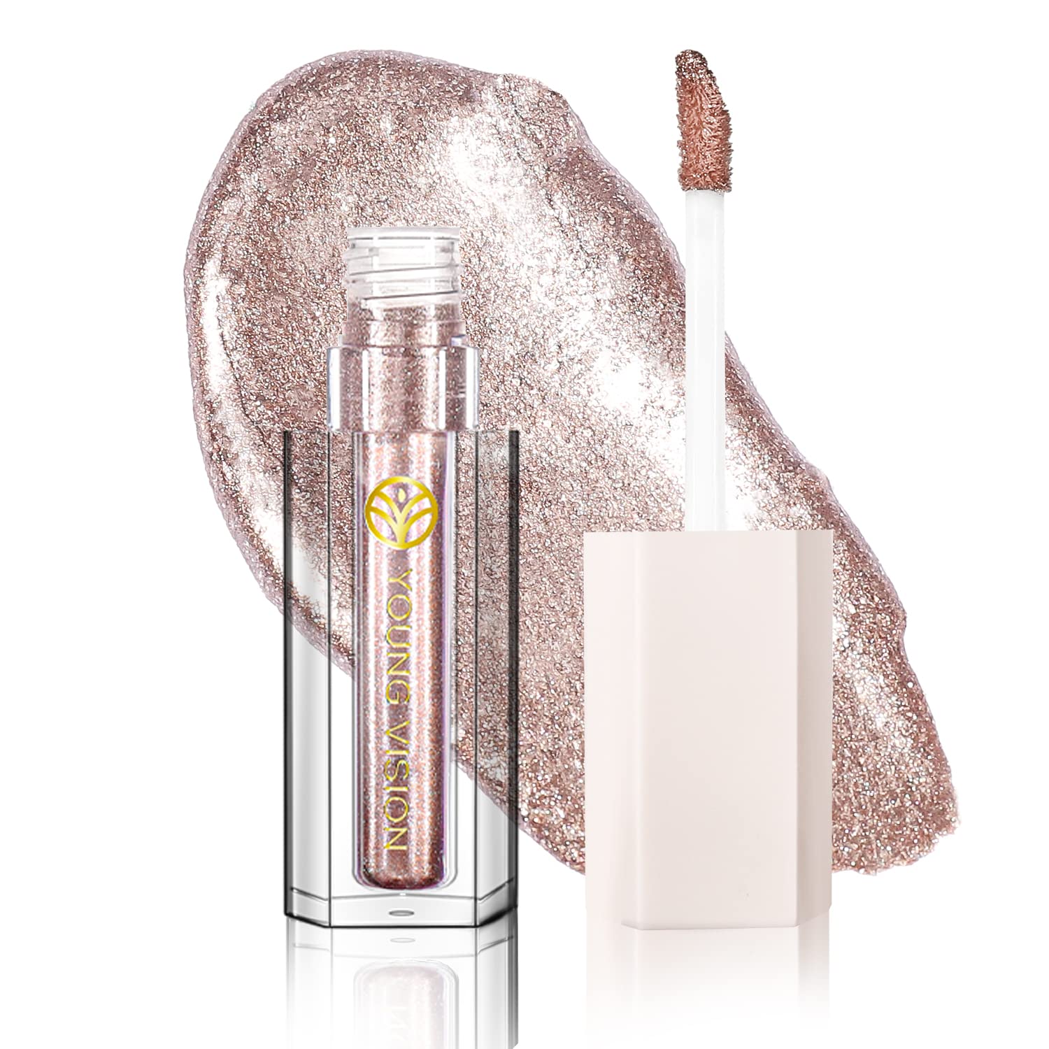 YOUNG VISION Liquid Glitter Eyeshadow, Metallic & Shimmer & Glow Shades,Quick-Drying, Waterproof, Non-sticky,0.17 Fl Oz