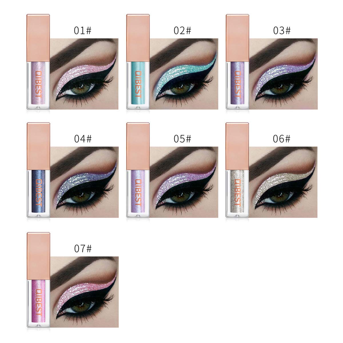 Diamond Glow Liquid Eye Shadow 7 Colors Set Metals Glitter Shimmer Eyeliners Long Lasting Waterproof Sparkling