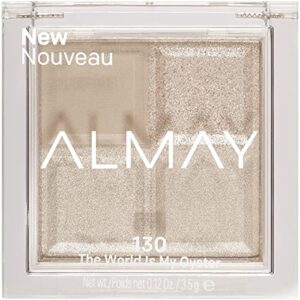 Almay Eyeshadow Palette, Longlasting Eye Makeup, Single Shade Eye Color in Matte, Metallic, Satin and Glitter Finish, Hypoallergenic, 130 The World Is My Oyster, 0.1 Oz