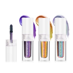 hoomuss glitter liquid eyeshadow, 3colors chameleon liquid metallic eyeshadows holographic glitter multichrome eye makeup set, long lasting wearing, highly pigment, quick-drying (#1+6+7)