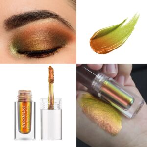 HOOMUSS Glitter Liquid Eyeshadow, 3Colors Chameleon Liquid Metallic Eyeshadows Holographic Glitter Multichrome Eye Makeup Set, Long Lasting Wearing, Highly Pigment, Quick-Drying (#1+6+7)