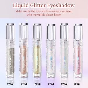 Quxunzzz Liquid Glitter Eyeshadow, Metallic Glitter Shimmer Eye Looks Waterproof Long Lasting Quick-Drying Sparkling Eye Shadow Makeup Liquid Glitter eyeliner #227