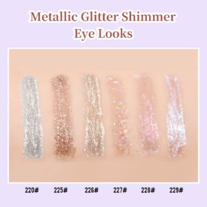 Quxunzzz Liquid Glitter Eyeshadow, Metallic Glitter Shimmer Eye Looks Waterproof Long Lasting Quick-Drying Sparkling Eye Shadow Makeup Liquid Glitter eyeliner #227