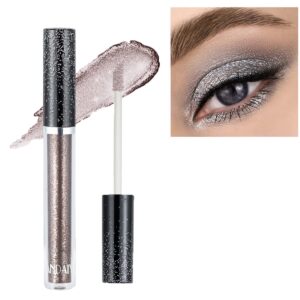 sliver gray glitter liquid eyeshadow stick, metallic shimmer high pigmented eyeshadow gel stick shiny glitter eyeshadow tube long-lasting waterproof quick drying eyeshadow, creates smokey eye makeup & multi-dimensional eye makeup (sliver gray)