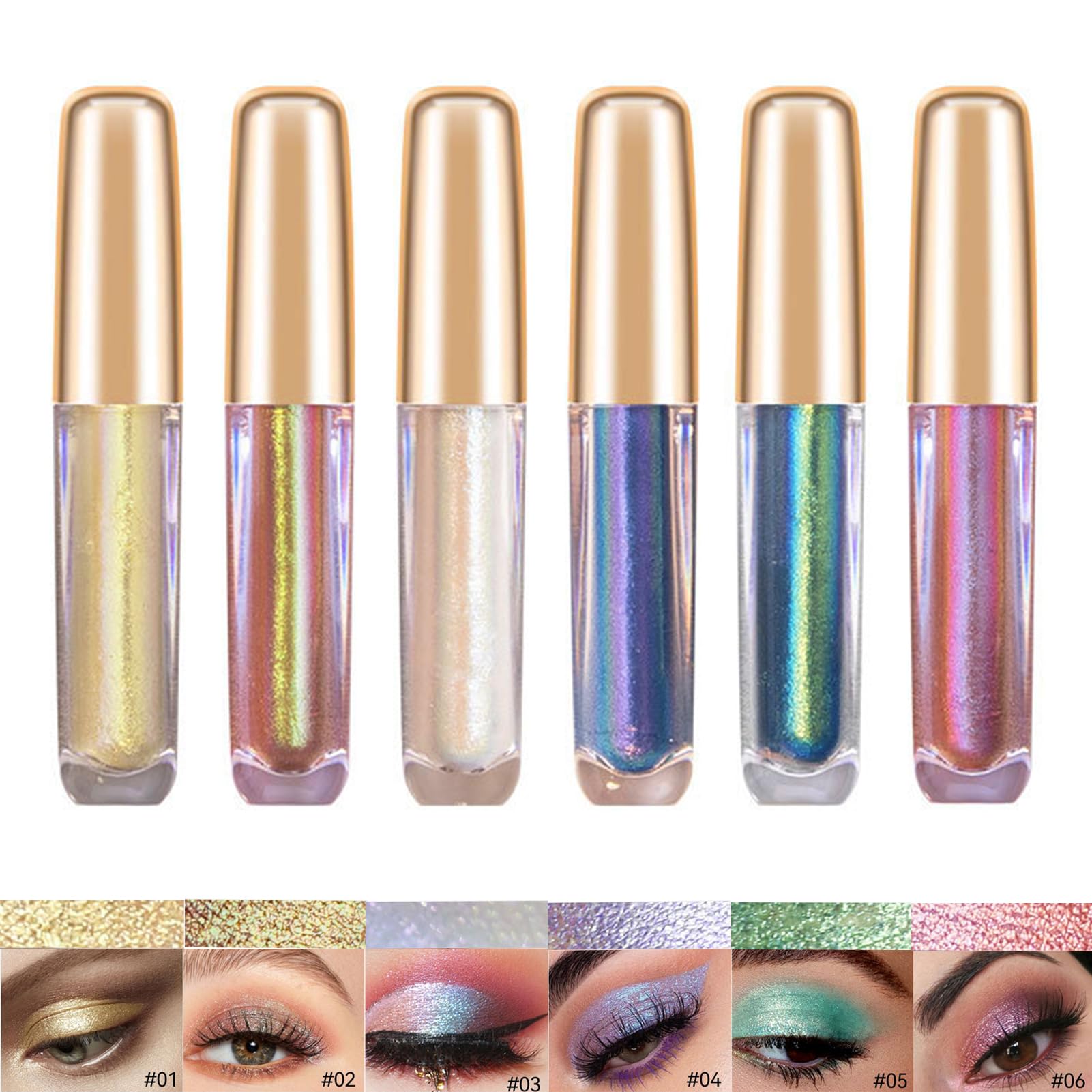 BONNIE CHOICE Metallic Liquid Chameleon Eyeshadow, 6 Colors Holographic Glitter Multichrome Eyeshadows Highly Pigmented Long-lasting Eye Shadow Makeup Kit Gifts for Women