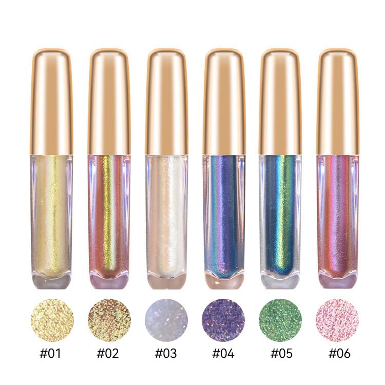 BONNIE CHOICE Metallic Liquid Chameleon Eyeshadow, 6 Colors Holographic Glitter Multichrome Eyeshadows Highly Pigmented Long-lasting Eye Shadow Makeup Kit Gifts for Women