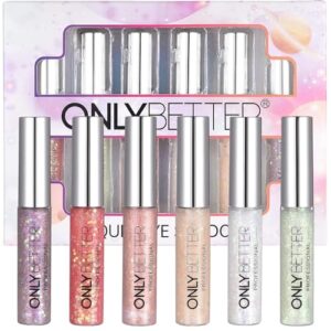 onlybetter liquid glitter eyeshadow set, long lasting, quick-drying sparkling eye shadow, waterproof liquid eye shadow, creates high-impact liquid eye glitter