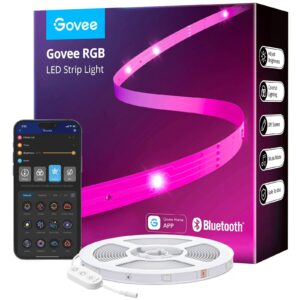 govee 100ft led strip lights, bluetooth rgb led lights with app control, 64 scenes and music sync led strip lighting for bedroom, living room, kitchen, party, etl listed adapter