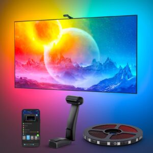 govee envisual tv backlight t2 with dual cameras, 16.4ft rgbic wi-fi led backlights for 75-85 inch tvs, double light beads, adapts to ultra-thin tvs, smart app control, music sync, h605c