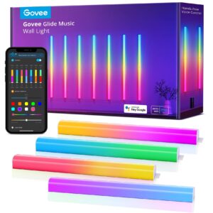 govee glide rgbic wall lights, music wall lights works with alexa and google assistant, smart led light bars for bedroom, living room, gaming room, party, music sync, 7 panels set (2 sections/panel)