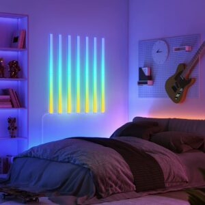 Govee Glide RGBIC Wall Lights, Music Wall Lights Works with Alexa and Google Assistant, Smart LED Light Bars for Bedroom, Living Room, Gaming Room, Party, Music Sync, 7 Panels Set (2 Sections/Panel)