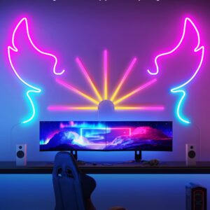 Govee Glide RGBIC Wall Lights, Music Wall Lights Works with Alexa and Google Assistant, Smart LED Light Bars for Bedroom, Living Room, Gaming Room, Party, Music Sync, 7 Panels Set (2 Sections/Panel)