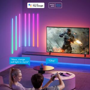 Govee Glide RGBIC Wall Lights, Music Wall Lights Works with Alexa and Google Assistant, Smart LED Light Bars for Bedroom, Living Room, Gaming Room, Party, Music Sync, 7 Panels Set (2 Sections/Panel)