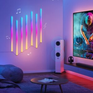 Govee Glide RGBIC Wall Lights, Music Wall Lights Works with Alexa and Google Assistant, Smart LED Light Bars for Bedroom, Living Room, Gaming Room, Party, Music Sync, 7 Panels Set (2 Sections/Panel)