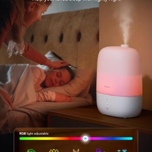 GoveeLife Smart Humidifiers for Bedroom, 3L Top Fill Cool Mist Humidifiers with Essential Oil Diffuser, Humidity Control, WiFi Air Humidifier with Night Light, for Baby, Plants, Home, Work with Alexa