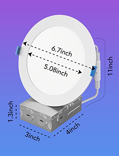 Govee Smart Recessed Lighting 6 Inch, Wi-Fi Bluetooth Direct Connect RGBWW LED Downlight, 65 Scene Mode, Work with Alexa & Google Assistant, LED Recessed Lighting with Junction Box, 1100 Lumen, 2 Pack