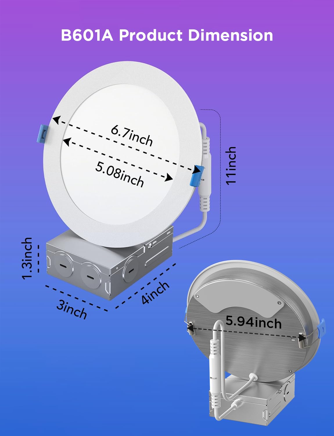 Govee 6 Inch Smart Recessed Lighting, Wi-Fi Bluetooth Direct Connect RGBWW LED Downlight, 65 Scene Mode, Work with Alexa & Google Assistant, LED Recessed Lighting with Junction Box, 1100 Lumen, 6 Pack