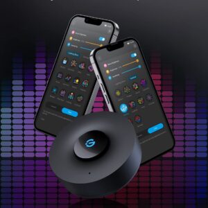 Govee Music Sync Box, Bluetooth Group Control 7 Devices, 22 Dynamic Music Modes, Battery Powered, USB Charged, Supports All Govee Smart Color Light Products