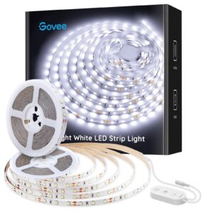 govee 32.8ft white led strip lights, 6500k dimmable led light strip with control box, bright 600 leds, daylight white lights for mirror, under cabinet, living room, study, wardrobe, 2 rolls of 16.4ft