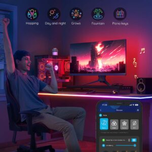 Govee RGBIC Gaming Lights, 10ft Neon Rope Lights Soft Lighting for Gaming Desks, LED Strip Lights Syncing with Razer Chroma, Support Cutting, Smart App Control, Music Sync, Adapter (Only 2.4G Wi-Fi)