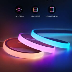 Govee RGBIC Gaming Lights, 10ft Neon Rope Lights Soft Lighting for Gaming Desks, LED Strip Lights Syncing with Razer Chroma, Support Cutting, Smart App Control, Music Sync, Adapter (Only 2.4G Wi-Fi)