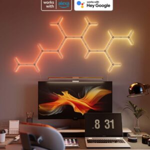 Govee Glide Y Lights, RGBIC LED Gaming Lights for Wall, Smart Wi-Fi Game Lights with Music Sync, DIY and Timer Feature, Gaming Room Lights, LED Lights for Gaming Setup, Wall Lights 7 Pack