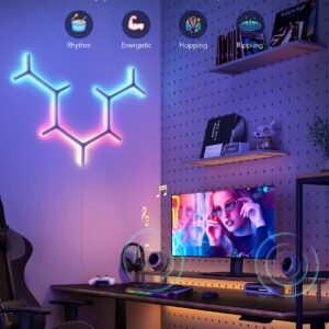 Govee Glide Y Lights, RGBIC LED Gaming Lights for Wall, Smart Wi-Fi Game Lights with Music Sync, DIY and Timer Feature, Gaming Room Lights, LED Lights for Gaming Setup, Wall Lights 7 Pack