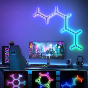 Govee Glide Y Lights, RGBIC LED Gaming Lights for Wall, Smart Wi-Fi Game Lights with Music Sync, DIY and Timer Feature, Gaming Room Lights, LED Lights for Gaming Setup, Wall Lights 7 Pack