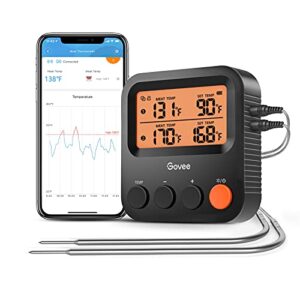 govee bluetooth meat thermometer, 230ft range wireless grill thermometer remote monitor with temperature probe digital grilling thermometer with smart alerts for smoker cooking bbq kitchen oven