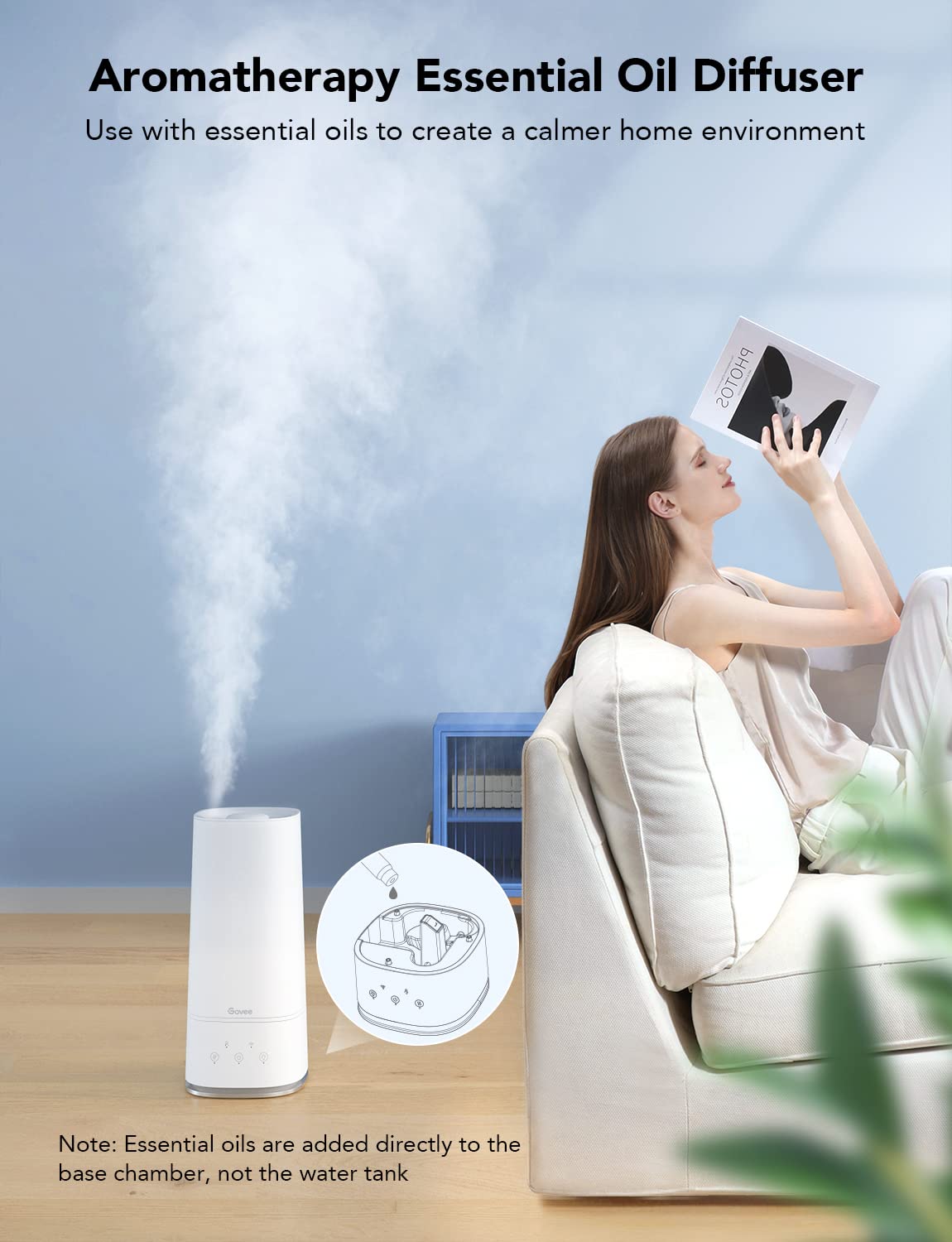 Govee 4L Smart Humidifiers for Bedroom with Hygrometer Thermometer, WiFi Voice & Remote Control, Top Fill Cool Mist Humidifiers for Baby and Plants, Essential Oils Diffuser, Lasts up to 36 Hours