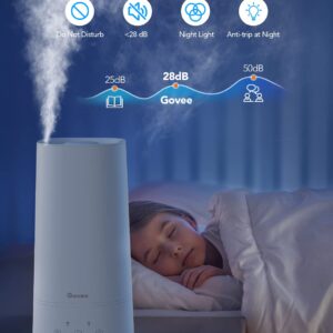 Govee 4L Smart Humidifiers for Bedroom with Hygrometer Thermometer, WiFi Voice & Remote Control, Top Fill Cool Mist Humidifiers for Baby and Plants, Essential Oils Diffuser, Lasts up to 36 Hours