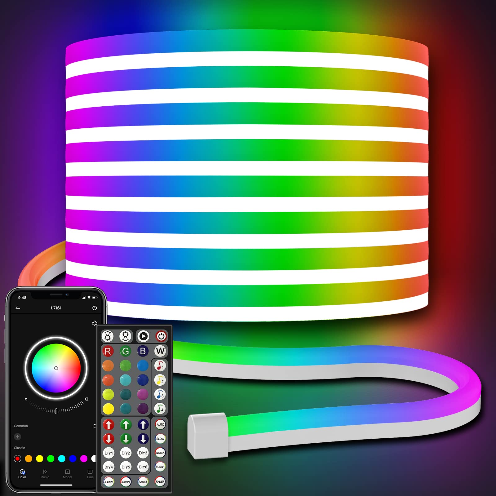 Led Neon Rope Lights 32.8Ft,Control with App/Remote,Flexible Led Rope Lights,Multiple Modes,IP65 Outdoor RGB Neon Lights Waterproof,Music Sync Gaming Led Neon Strip Lights for Bedroom Indoor Led Light