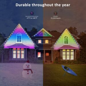 NOVOSTELLA Permanent Outdoor Lights, Smart RainbowColor RGB IC Light, 100ft (50x2) with 80 LED Eaves Lights IP65 Waterproof for Holidays, Christmas, Daily Lighting, WiFi APP Voice Control