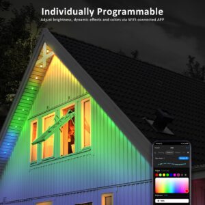 NOVOSTELLA Permanent Outdoor Lights, Smart RainbowColor RGB IC Light, 100ft (50x2) with 80 LED Eaves Lights IP65 Waterproof for Holidays, Christmas, Daily Lighting, WiFi APP Voice Control