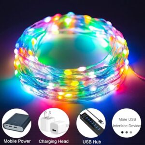 Super RGB Smart Fairy String Lights, 33Ft Usb DIY Twinkle Lights w/Remote & App Controlled, music sync,12 Modes, Multicolor & Warm White for Bedroom, Christmas, Parties,Wedding,Centerpiece, Decoration