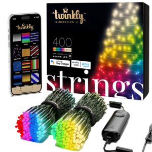 twinkly app-controlled 105ft smart string led lights with 400 rgb+w leds- wifi & bluetooth connectivity, sync with music, indoor/outdoor use (ip44), compatible with google assistant & amazon alexa