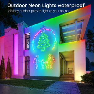 AILBTON Led Neon Rope Lights 50Ft,Control with App/Remote,Flexible Led Rope Lights,Multiple Modes,IP65 Outdoor RGB Neon Lights Waterproof,Music Sync Gaming Led Neon Strip Lights for Bedroom Indoor